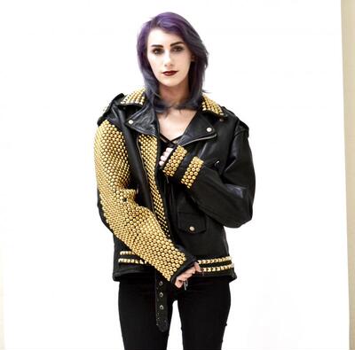 美国代购80s复古铆钉机车皮衣