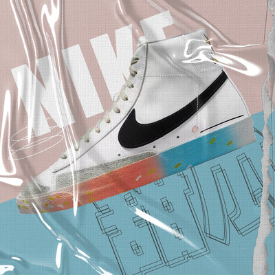 Nike Blazer just do it 合成革 中帮 板鞋 男款 红蓝DJ4278-101