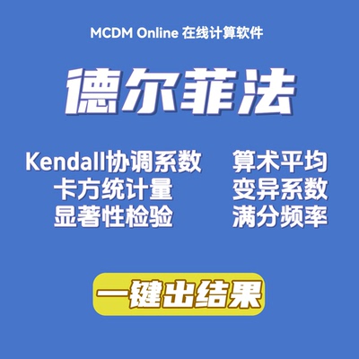 德尔菲法计算软件，可计算Kendall协调系数、卡方、显著性检验等