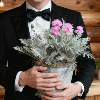 银叶粉花矢车菊盆栽红花银叶菊银羽阳台庭院菊科银色系多年生花卉