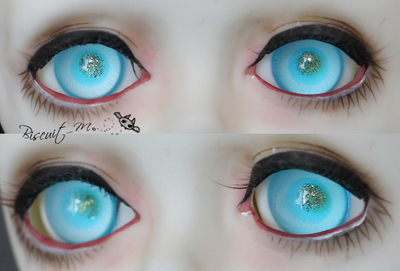 BJD娃娃眼睛14mm眼珠1/6分娃精品天蓝色金沙瞳孔彩瞳星沙玻璃眼球