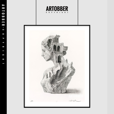 Daniel Arsham 潮流艺术挂画客厅卧室装饰画人物建筑手部素描装饰