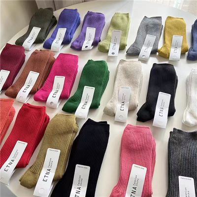 一双包邮韩国粗螺纹女棉堆堆袜