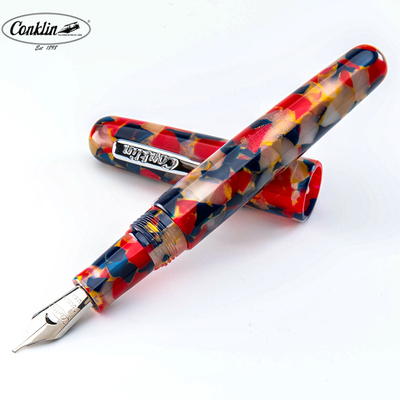 美国Conklin钢笔 红色锦鲤 JOWO新月微弹尖商务生日礼品练字收藏