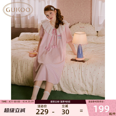 果壳女夏季甜美睡衣娃娃领短袖