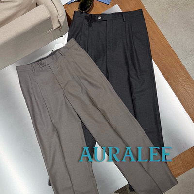 AURALEE授权 日本制 两色简约超轻羊毛褶裥休闲西裤 SURGIR 现