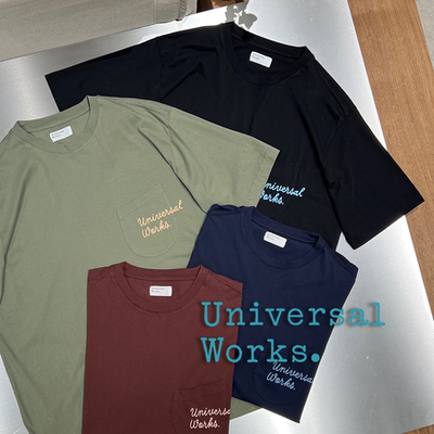 Universal Works官方授权 多色手写LOGO印花轻薄口袋垂感短袖T恤