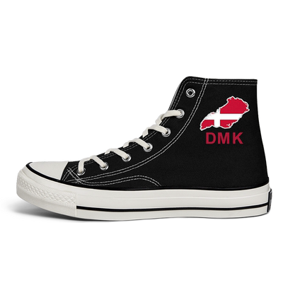 丹麦Denmark高帮帆布鞋男女国家地图鞋子夏板鞋潮流学生潮设 无界