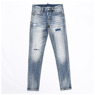 D Jeans Skinny Ripped Jeans 美式高街补丁破洞修身男裤牛仔裤子