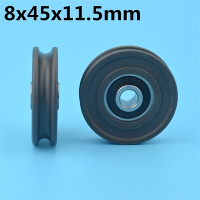 1Pcs 8x45x11.5 mm U groove Nylon Plastic Wheel With Bearings