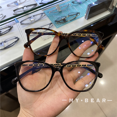 新品黑框板材眼镜框小香风猫眼素颜神器圆脸大脸玳瑁3408眼镜架