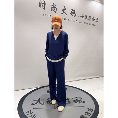 6252女权贵族2026初秋新款加肥大码女装裤子立体剪裁小衫两件套装