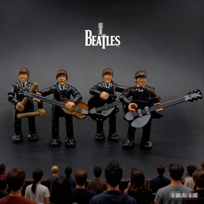 美家宝MEGABLOKS披头士乐队TheBeatles吉他可动模型摆件人仔包