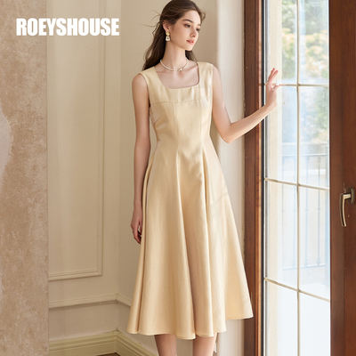 罗衣高级大摆简约气质无袖连衣裙