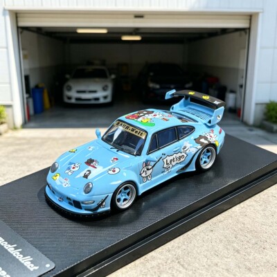 MC 1:64 保时捷 RWB993 High Wing高翼 卡通蓝涂装 合金汽车模型