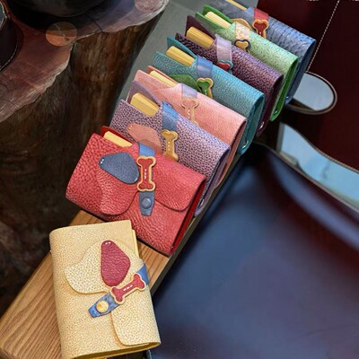 手工摔纹手账本A7小狗活页夹