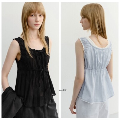 韩国正品代购26夏款DUNST SHIRRING SLEEVELESS 甜美无袖衫背心