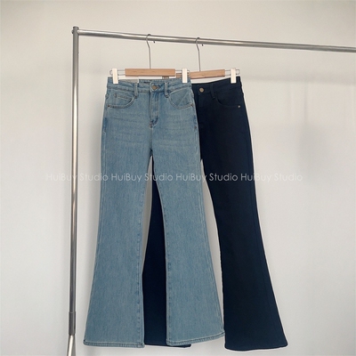 巨显瘦显腿长！加绒喇叭裤秋冬季弹力百搭通勤复合绒复古微喇长裤