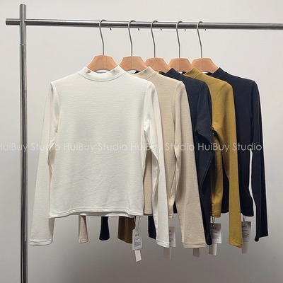 【会buy实拍】天丝羊毛加绒半高领打底衫女修身显瘦内搭T恤上衣