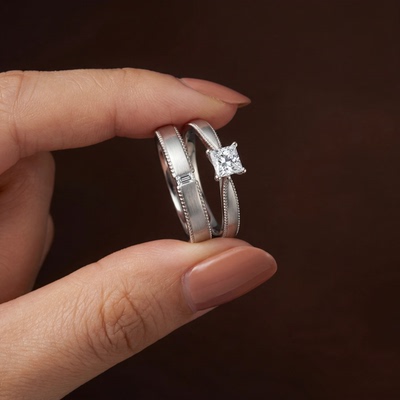 GT原创925银人造工培育钻石情侣对戒男女轻奢简约结婚订求婚戒指