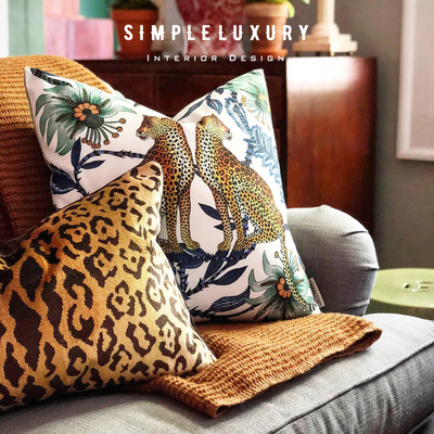 丛林之王金钱豹纯棉客厅抱枕靠垫