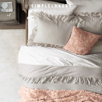 仙气飘飘棉麻纯色床上用品被套枕