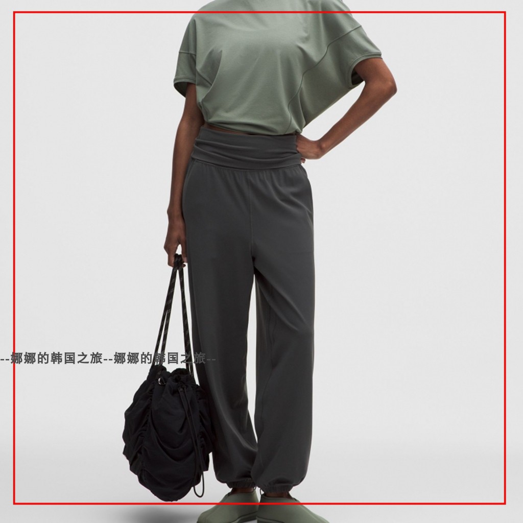 韩国代购lululemon Align翻边宽松中腰束脚瑜伽长裤女款LW5JPPR