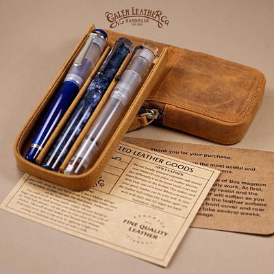 真皮手工制作收纳笔盒真皮