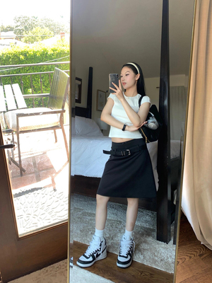 高品质aoan*圆领修身罗纹花边T恤女