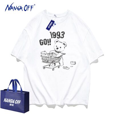NANGAOFF美式潮牌男装大码短袖T恤男款纯棉宽松圆领半袖衫男重磅