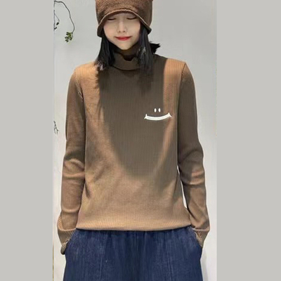 女装2025新款秋冬休闲文艺日系通勤百搭棉弹针织打底衫31388