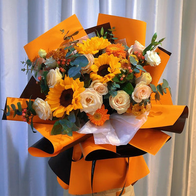 父亲节向日葵玫瑰混搭生日花束鲜花义乌横店东阳南马湖溪官桥花店