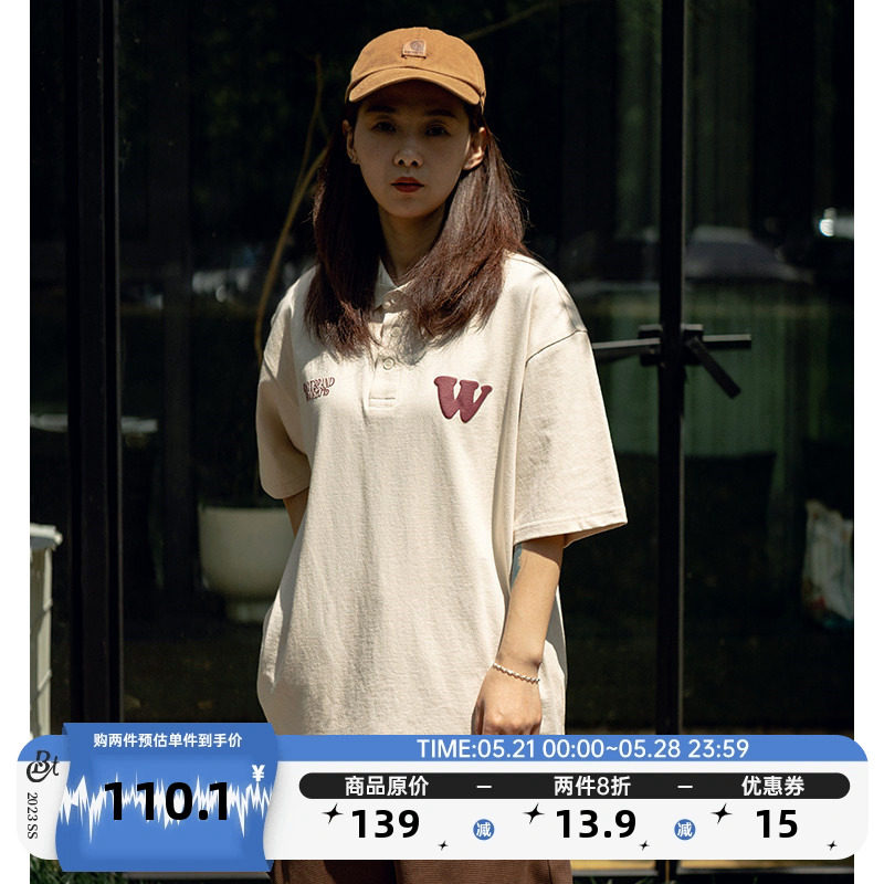 BDCT美式简约字母印花POLO衫男夏季学院宽松Polo衫