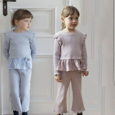 perro木耳边休闲裤套装！韩国童装代购2026春款女童中小童套装