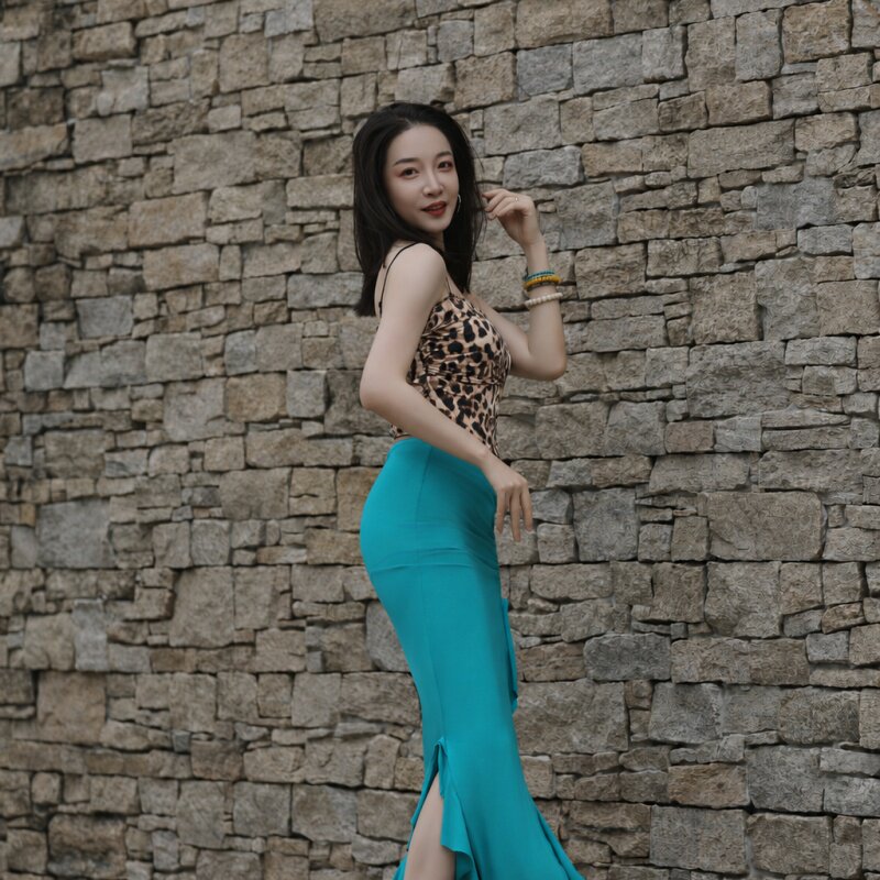 纪小白【经纬.微漾】绑带肚皮舞长裙舞蹈表演练功服荷叶边侧开叉