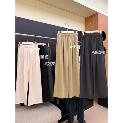 W*more原。J42阔腿西装裤松紧腰休闲裤女高腰宽松垂顺直筒西裤夏