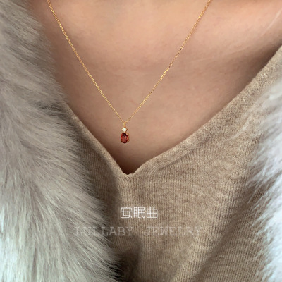 天然石榴石S925莫桑钻项链锁骨链