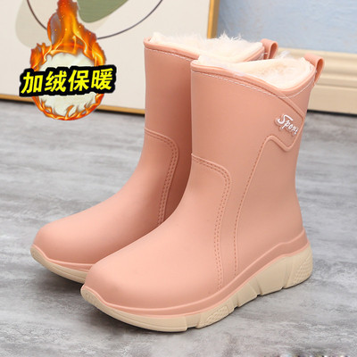 雨鞋女款中筒高筒雨靴成人水鞋时尚冬天保暖加绒防水胶鞋套鞋