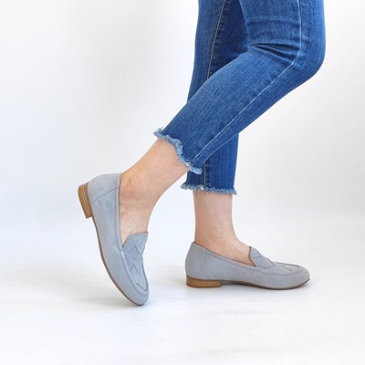 德国Caprice时尚格纹低跟乐福鞋