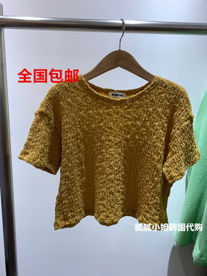 25春夏新品韩国东大门代购helvetica复古短款娃娃衫T恤