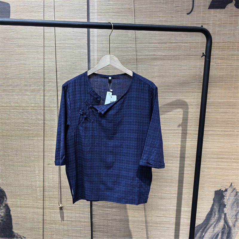 26A13B6中国风唐装棉麻男装中式盘扣复古风改良汉服半袖上衣体恤