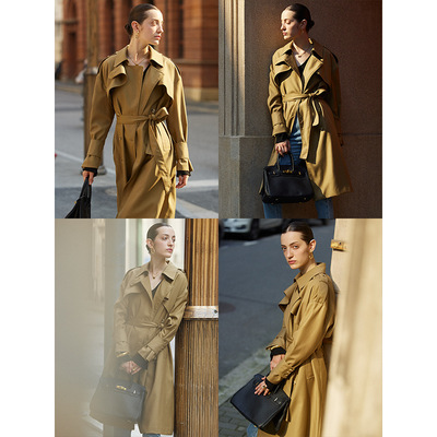 高级感老钱英伦风 秋冬双排扣设计感风衣外套中长款