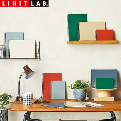 日本LIHIT LAB.喜利Mutual彩色活页线圈本简约大方点阵方格横式记