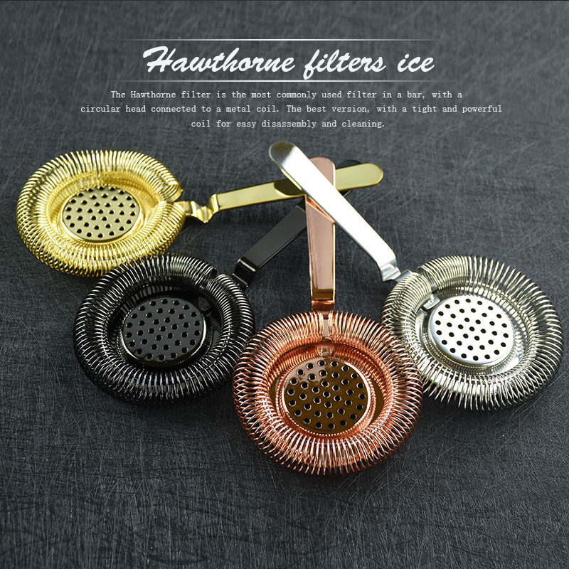 欧式复古霍桑滤冰器过滤器 隔冰器Strainer酒吧调酒工具