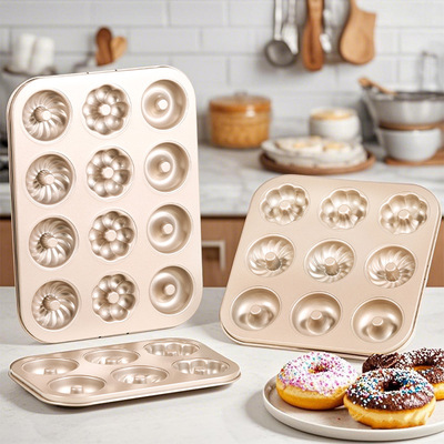 12-Cavity Non-Stick Donut Baking Pan 甜甜圈蛋糕烤盘烘焙模具