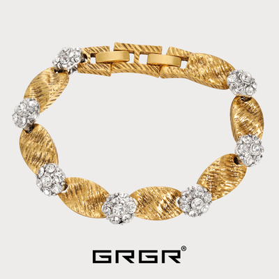 GRGR18K金色镶锆石手链