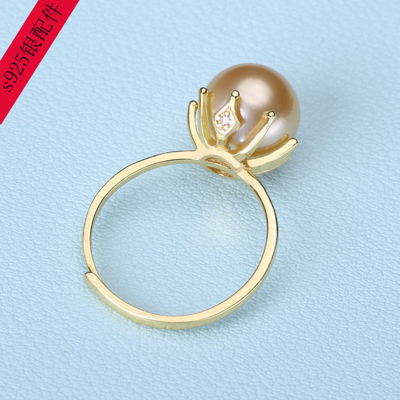 DIY珍珠配件S925纯银八爪宫廷复古戒指托指环调节戒托空托配饰品_虎窝淘