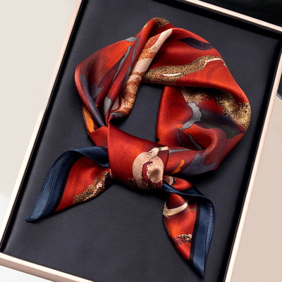 上海故事高档红色真丝丝巾女2025新款方巾百搭秋冬100%桑蚕丝领巾