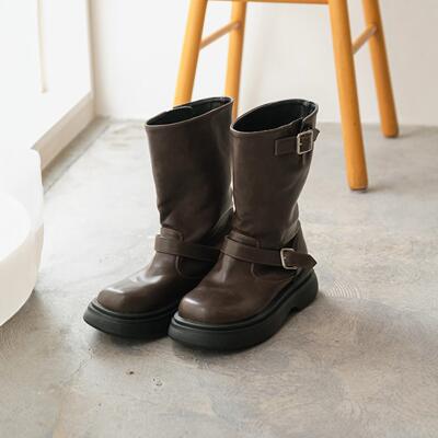 清仓88！Kas复古英伦风搭扣日系女靴西部堆堆短靴骑士靴马丁靴