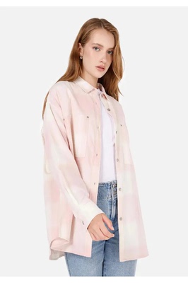 土耳其colins复古小众设计宽松休闲松弛感经典粉色衬衫女